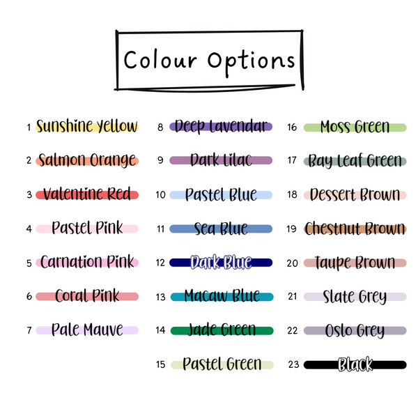 Colour Checklist Strips Sticker Sheet - 23 Colours Available – Swallow ...